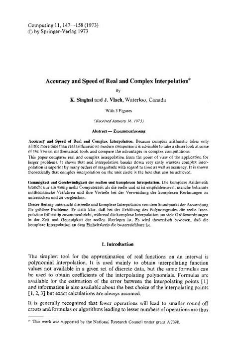 Pdf Accuracy And Speed Of Real And Complex Interpolation Dokumentips