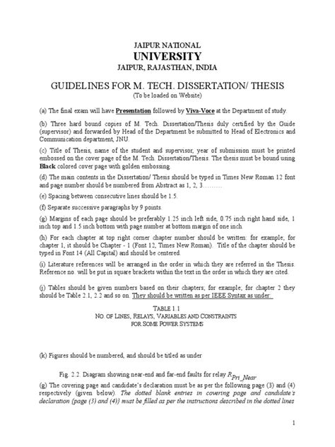 M Tech Dissertation Guidelines Thesis Pdf Thesis Areas Of