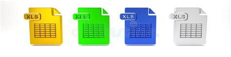 Colorful Xls File Document Download Xls Button Icon Isolated On White Background Excel File