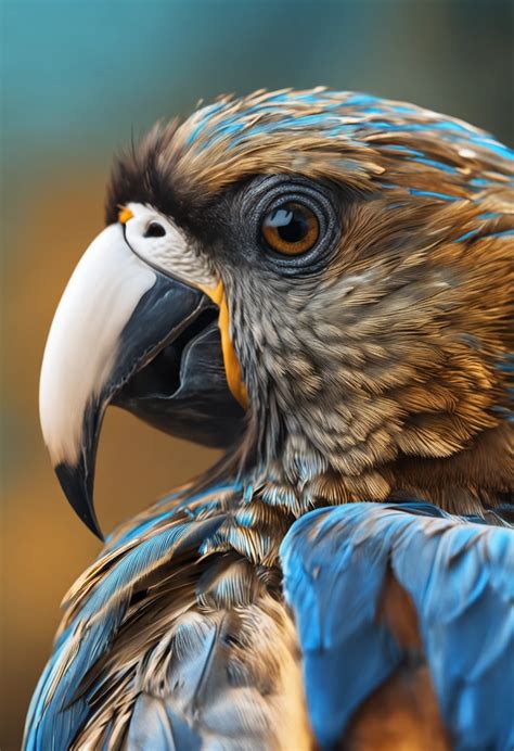 파란색과 갈색 깃털을 가진 새의 클로즈업 Seaart Ai