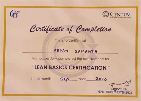 Arpan Samanta On Linkedin Professional Certificate Of Lean Basic At