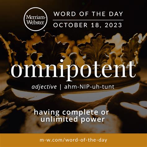 Word Of The Day Omnipotent Good Vocabulary Words Words Word Of The Day