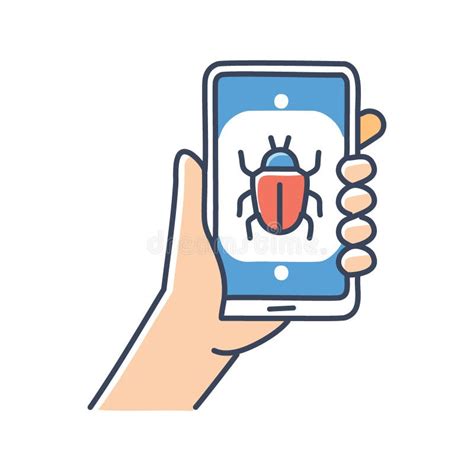 Bug On Phone Screen Hand Holding Phone With Bug On Screen
