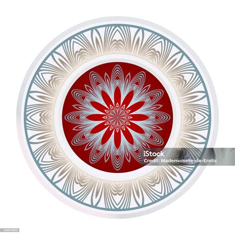 간단한 라운드 꽃 만다라 민족 모티브 심플한 모양으로 구성 된 밝은 장식 벡터 일러스트 레이 션 가정 장식 색칠 하기 책 인사말 카드 초대장 문신 안티 스트레스 치료 패턴