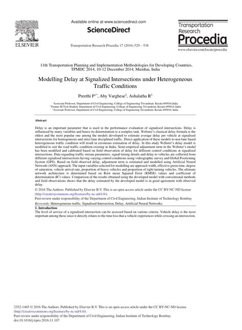 Pdf Modelling Delay At Signalized Intersections Under Heterogeneous Traffic Conditions