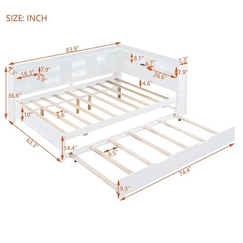 Multi Shelf Daybed Bookcase Bed Frame With Trundle Bed Bed Bath