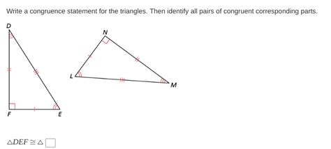 Write a congruence statement for the | StudyX
