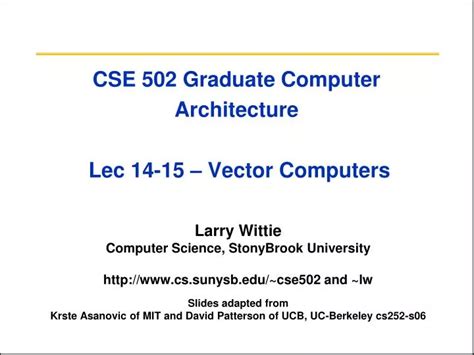 Ppt Cse 502 Graduate Computer Architecture Lec 14 15 Vector
