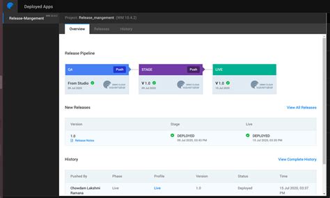 manage deployed apps wavemaker docs