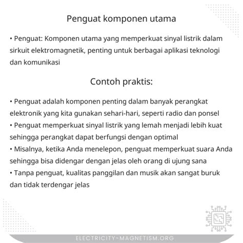Penguat Komponen Utama Electricity Magnetism