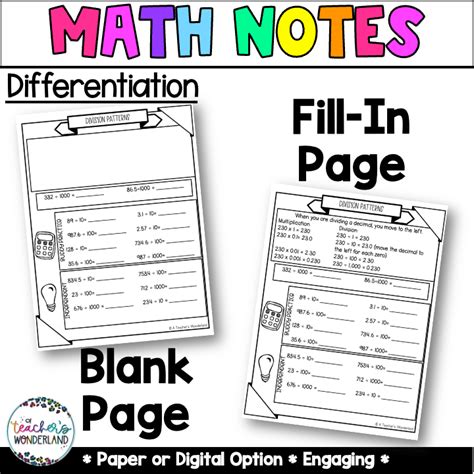 Dividing Decimals Math Notes Test Prep Printables Math Notebook A Teachers Wonderland