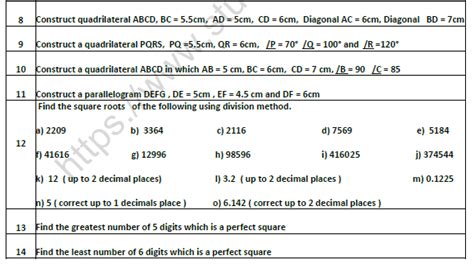Class 8 Maths Practical Geometry Worksheet Set A