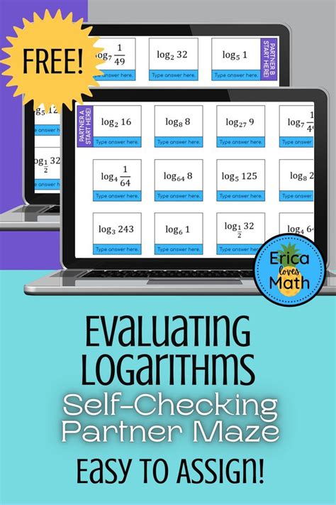 Evaluating Logarithms Digital Activity Partner Maze Digital Activities Secondary Math High