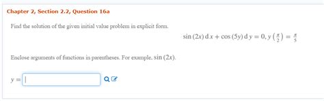 Solved Find The Solution Of The Given Initial Value Problem