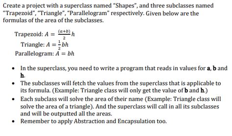 Solved Create A Project With A Superclass Named “shapes”