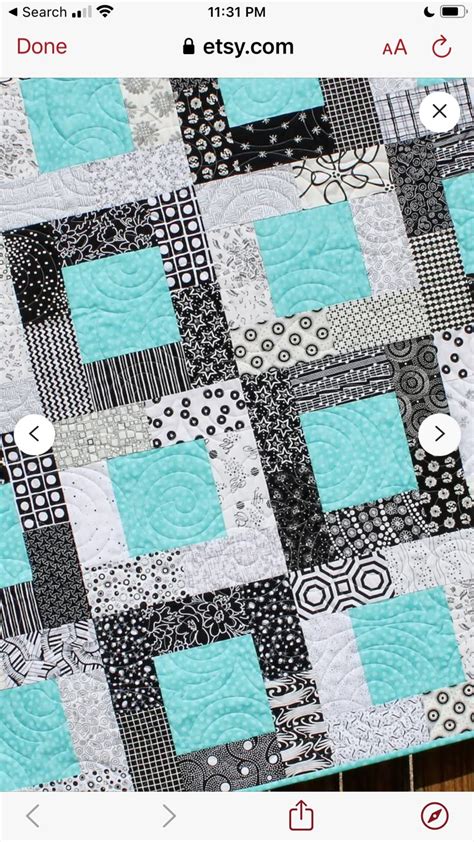 Patchwork Quilt With Squares And Circles