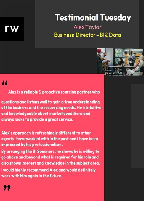 alex taylor certrp on linkedin testimonialtuesday bi data analytics contractors