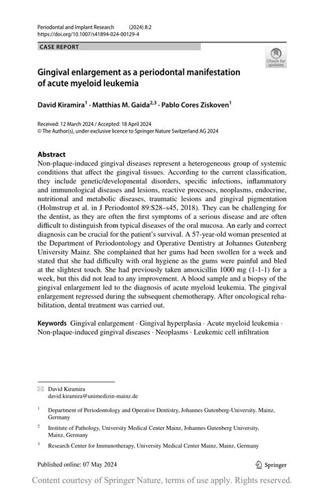 Gingival Enlargement As A Periodontal Manifestation Of Acute Myeloid Leukemia