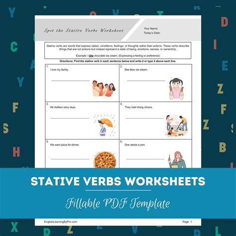 Stative Verbs Worksheets Bundle For English Learners And English Teachers Editable Fillable