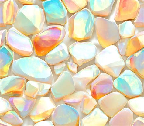 Iridescent Opal Stone Texture Pastel Gem Background Stock Illustration