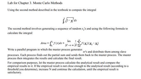 Solved Lab For Chapter 3 Monte Carlo Methods Using The