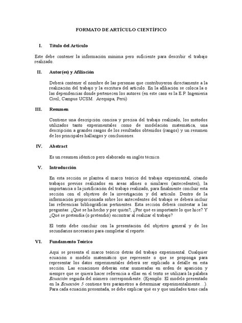 Formato De Artículo Científico Ecuaciones Tabla Base De Datos