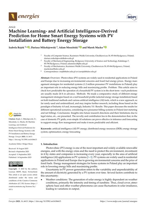 Pdf Machine Learning And Artificial Intelligence Derived Prediction For Home Smart Energy