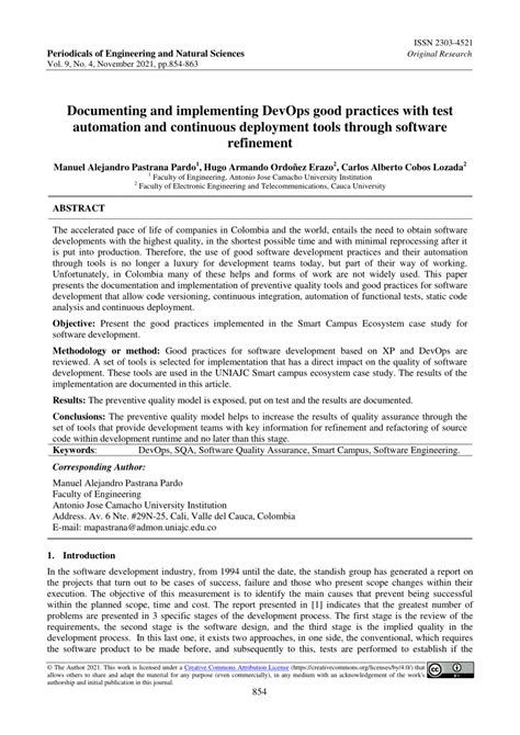 pdf documenting and implementing devops good practices with test automation and continuous