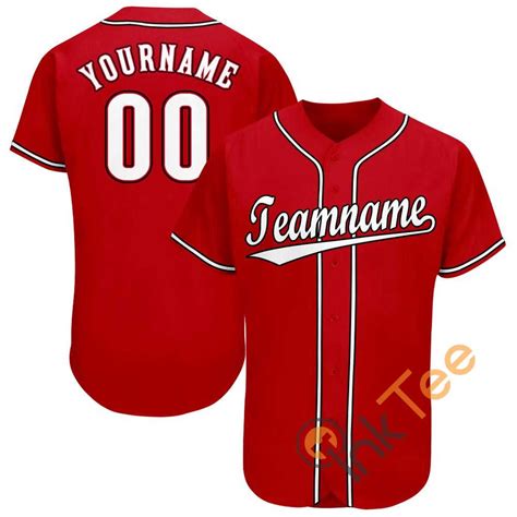 Custom Red White Black Baseball Jersey Inktee Store Personalized