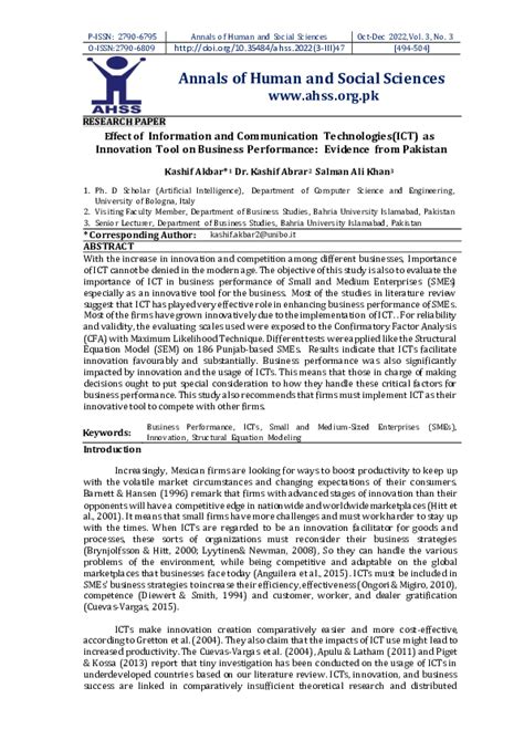 Pdf Effect Of Information And Communication Technologies Ict As Innovation Tool On Business