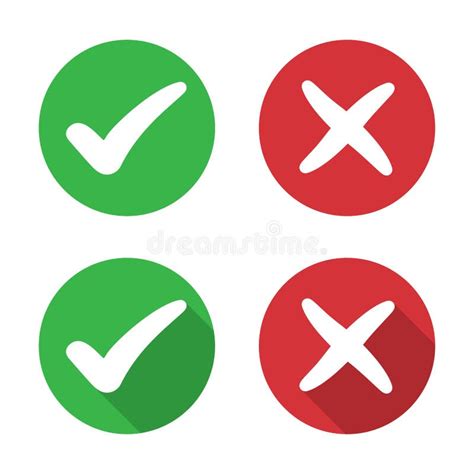 Set Of Check Mark And Cross Icon In A Flat Design Stock Vector
