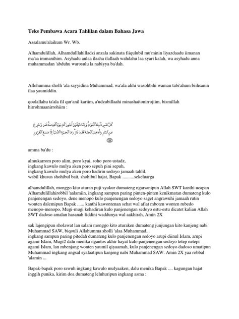 Contoh Mc Bahasa Jawa Pengajian Walimatul Ursy