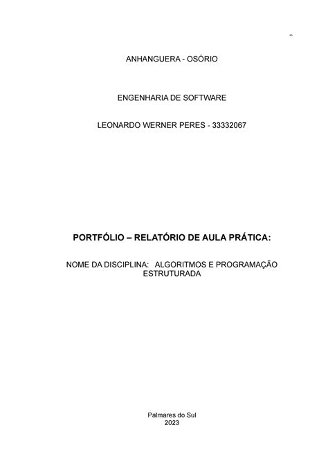 Algoritmo E Programação Estruturada Anhanguera OsÓrio Leonardo