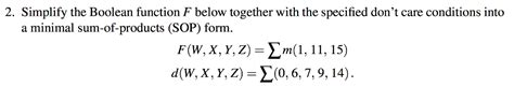 Solved 2 Simplify The Boolean Function F Below Together