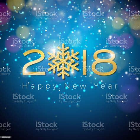 행복 한 새 해 2018 그림 반짝 조명 블루 타이 포 그래피와 배경 벡터입니다 2018년에 대한 스톡 벡터 아트 및 기타