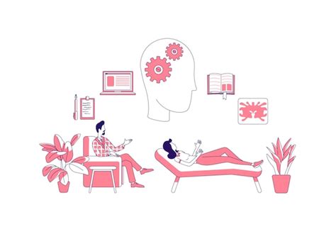 Premium Vector Psychological Therapy Thin Line Concept Illustration Psychologist And Patient