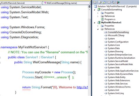 c start a console application from a wcfservice stack overflow