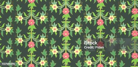 장식 우아한 꽃 벽지 원활한 벡터 골드 스트로크 패턴입니다 녹색 배경 여러 가지 빛깔의 나뭇잎과 꽃입니다 빛나는 고급 직물 벽지