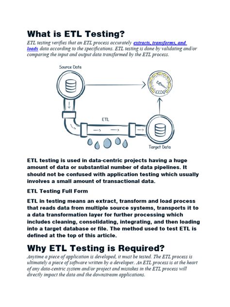 Etl Testing Process Pdf Data Information Technology Management