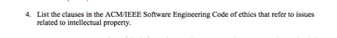 Solved List The Clauses In The Acmieee Software Engineering