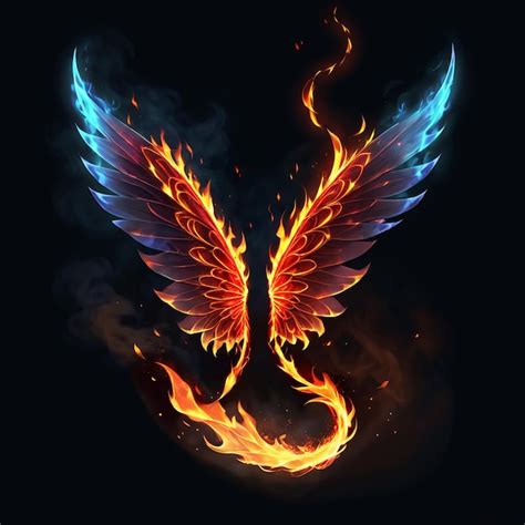 Premium Photo A Picture Of A Wing With A Flame On It