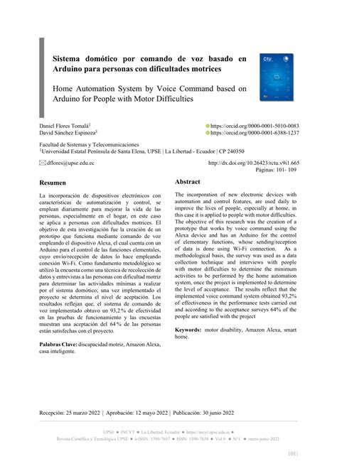 Pdf Sistema Domótico Por Comando De Voz Basado En Arduino Para