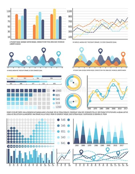 flowcharts with information in visual form data stock vector