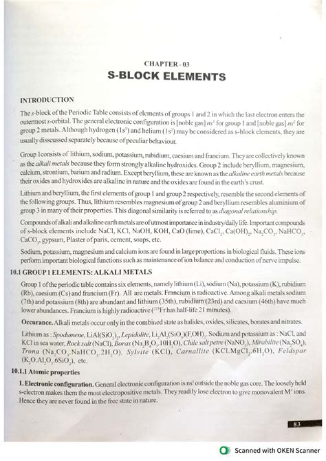 S Block Elements Detailed Notes Chemistry Studocu