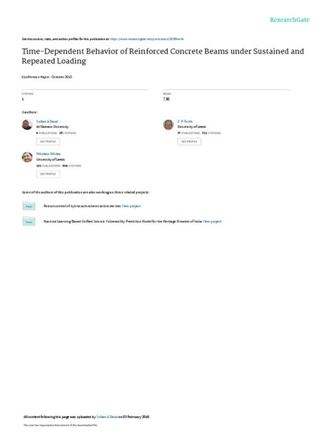 Time Dependent Behavior Of Reinforced Concrete Beams Under Sustained