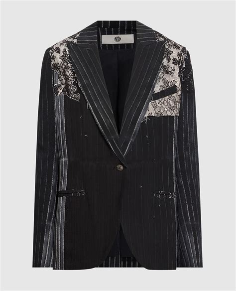 Marc Le Bihan Черный жакет из шелка с кружевом 22814 купить в Symbol