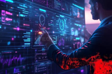 interactive futuristic digital dashboard with graphs and user