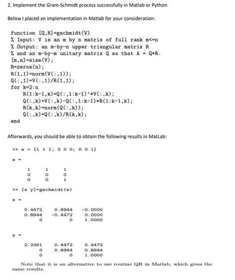 2 Implement The Gram Schmidt Process Successfully In 2 Implement The Gram Schmidt Process Successfully In