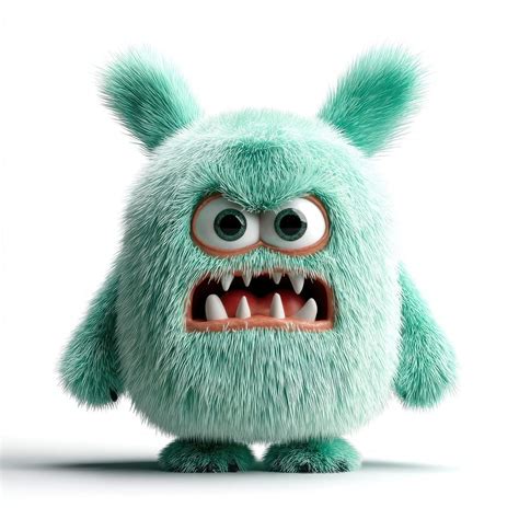Mint Green Furry Chubby Monster Three Free Photo Illustration Rawpixel