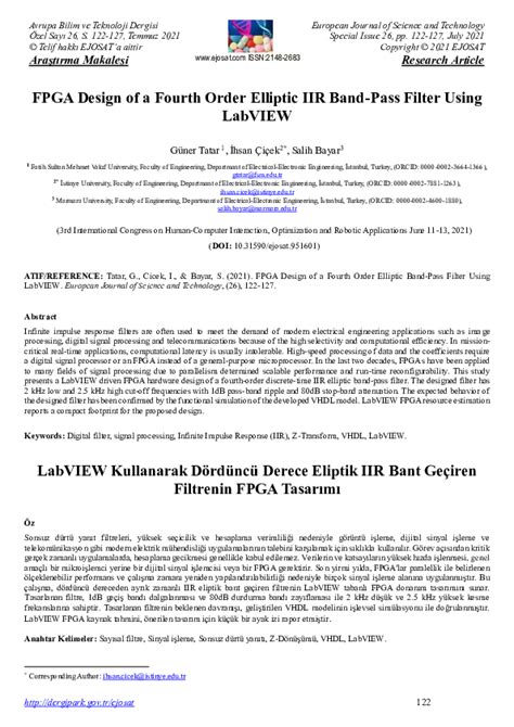 Pdf Fpga Design Of A Fourth Order Elliptic Iir Band Pass Filter Using Labview